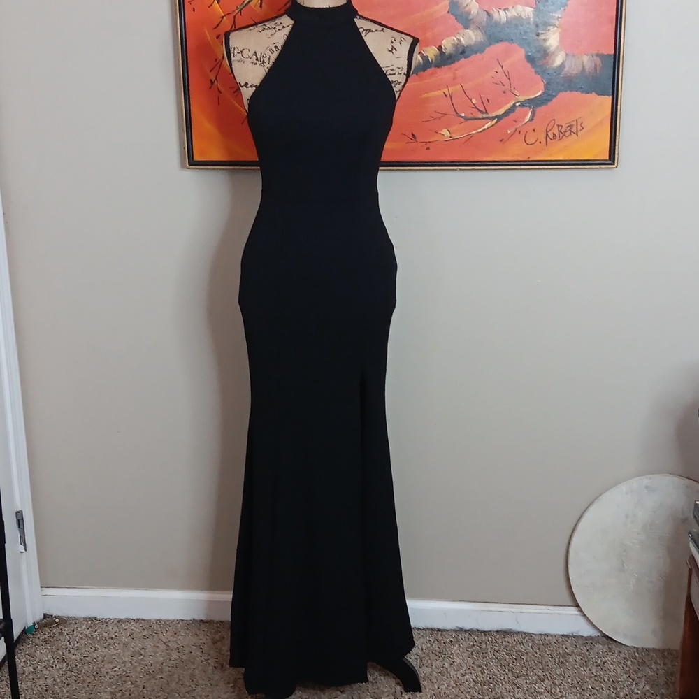 Bhldn Lennox Halter Open-Back Side-Slit Stretch Crepe… - Gem